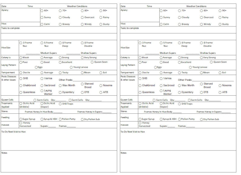 Beekeeping Log Book Template - Etsy