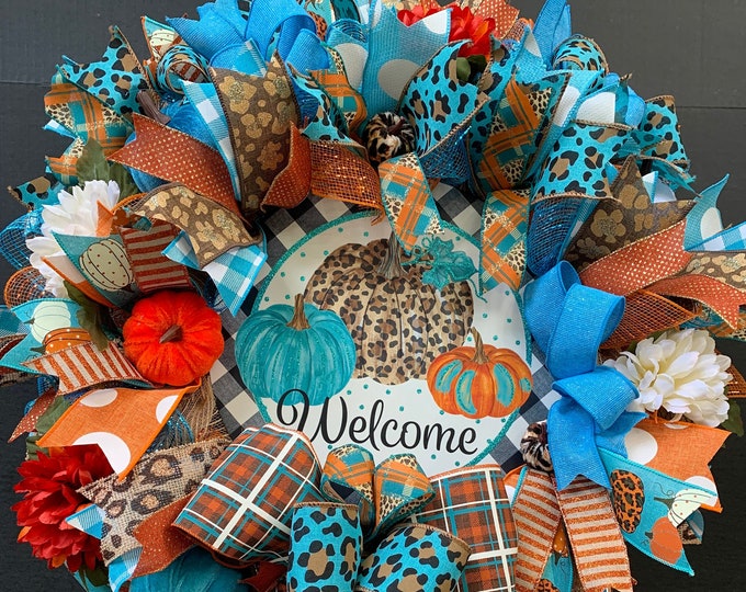 Fall Wreath for Front Door, Fall Welcome Wreath, Fall Wreath, Fall ...