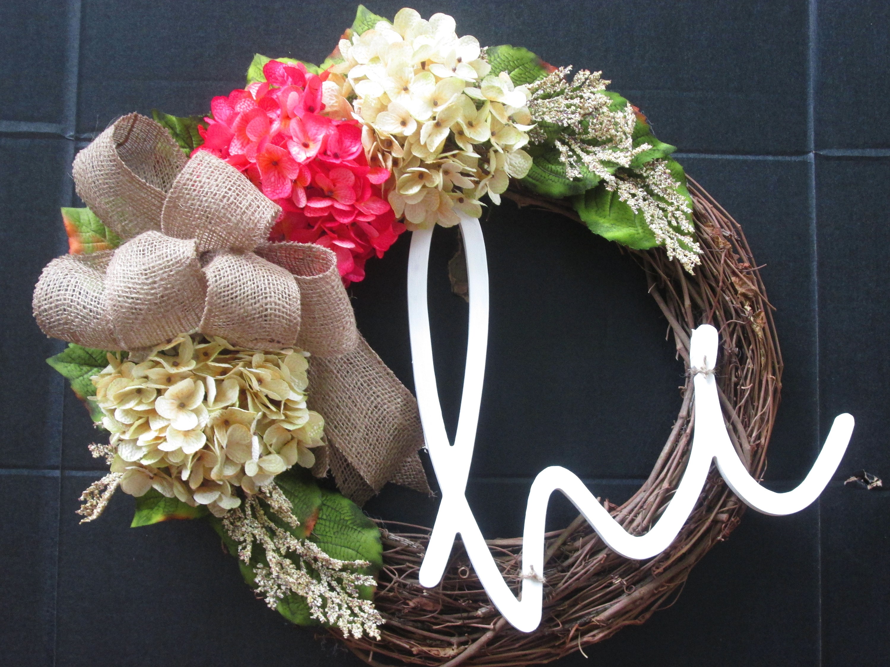 Hydrangea Grapevine Wreath With Hi Hi Wreath Hi Grapevine | Etsy