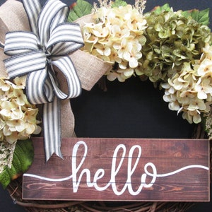 Grapevine Hydrangea Hello Wreath, Hello Wreath, Year Round Wreath ...