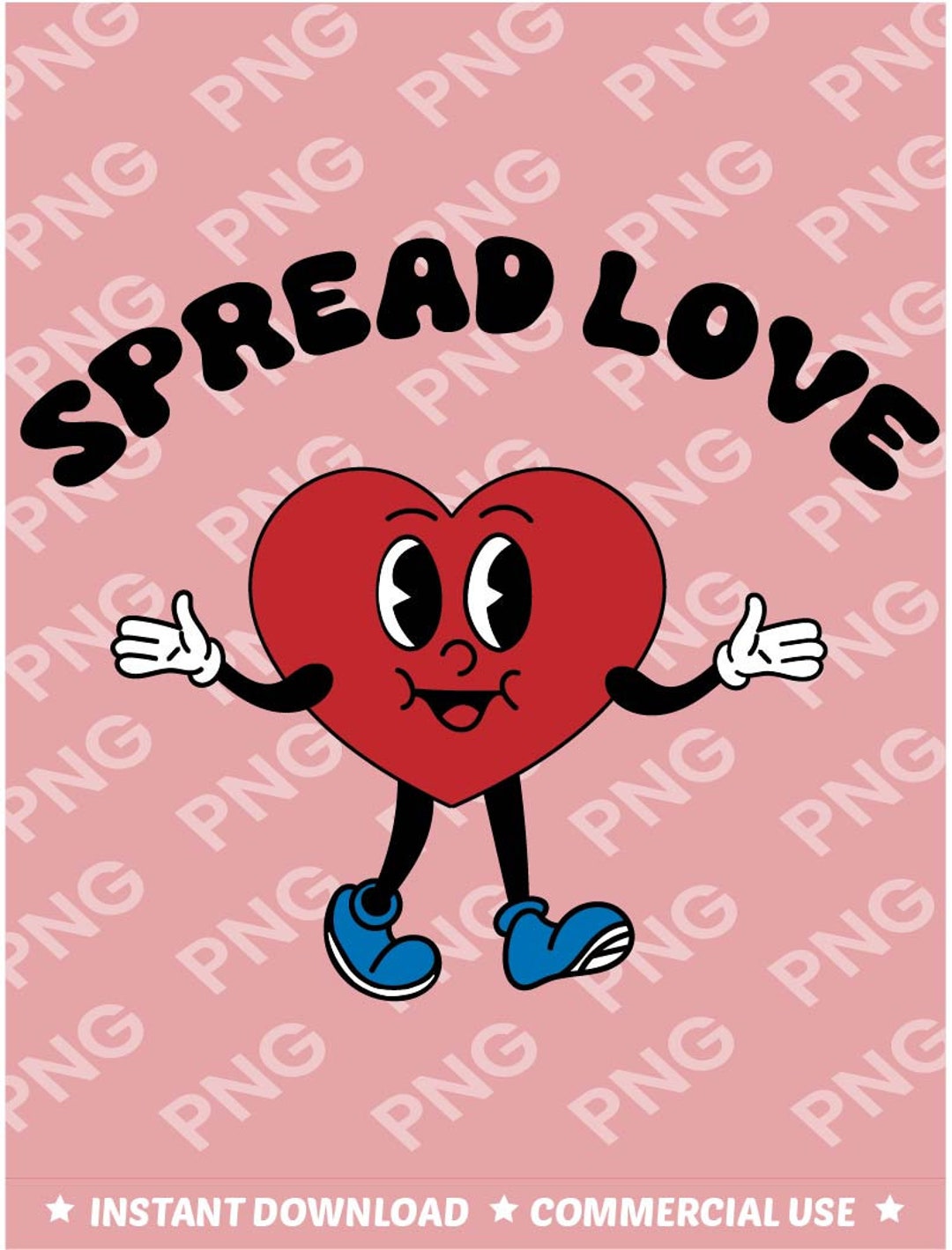 Spread Love Heart Character PNG and SVG - Etsy