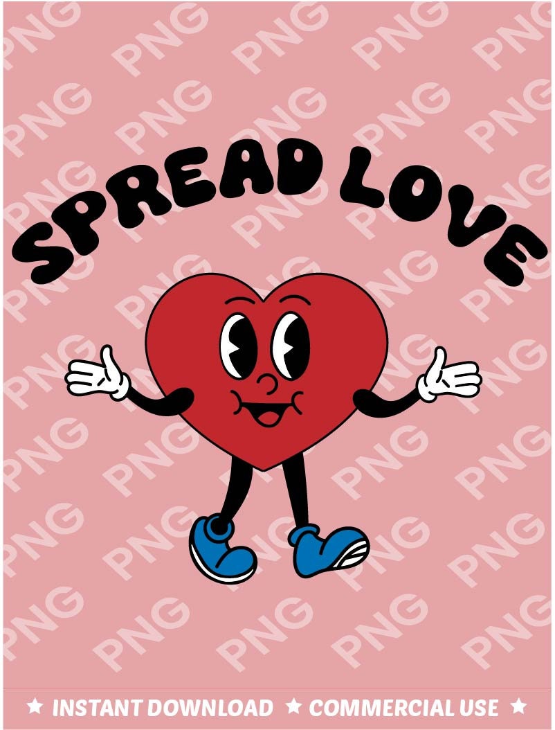 Spread Love Heart Character PNG and SVG - Etsy