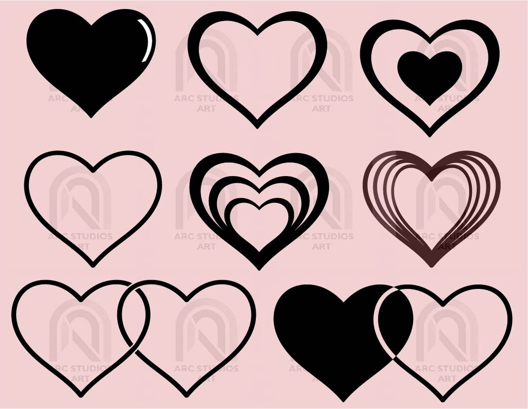 Sheet of Heart Icons (3 Download Files Available) - Etsy