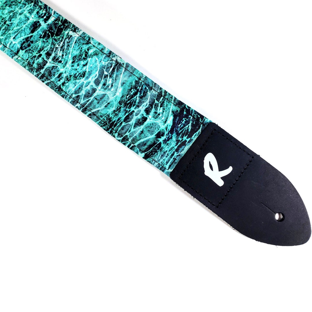 Blue Ocean Guitar Strap - Clear Waters Guitar Strap - Abstract Wave ...