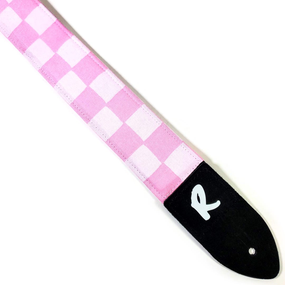 Pink White Check Guitar Strap - Preppy Guitar Strap- Baddie Guitar ...