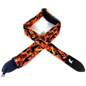 Realistic Fire Guitar Strap Guitar Strap Flames Orange Flames Guitar ...