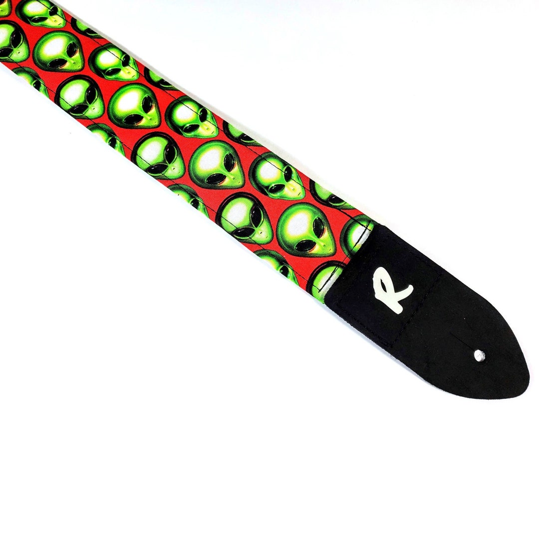 Green Alien Area 51 Guitar Strap - Green Alien Guitar Straps - Flying ...