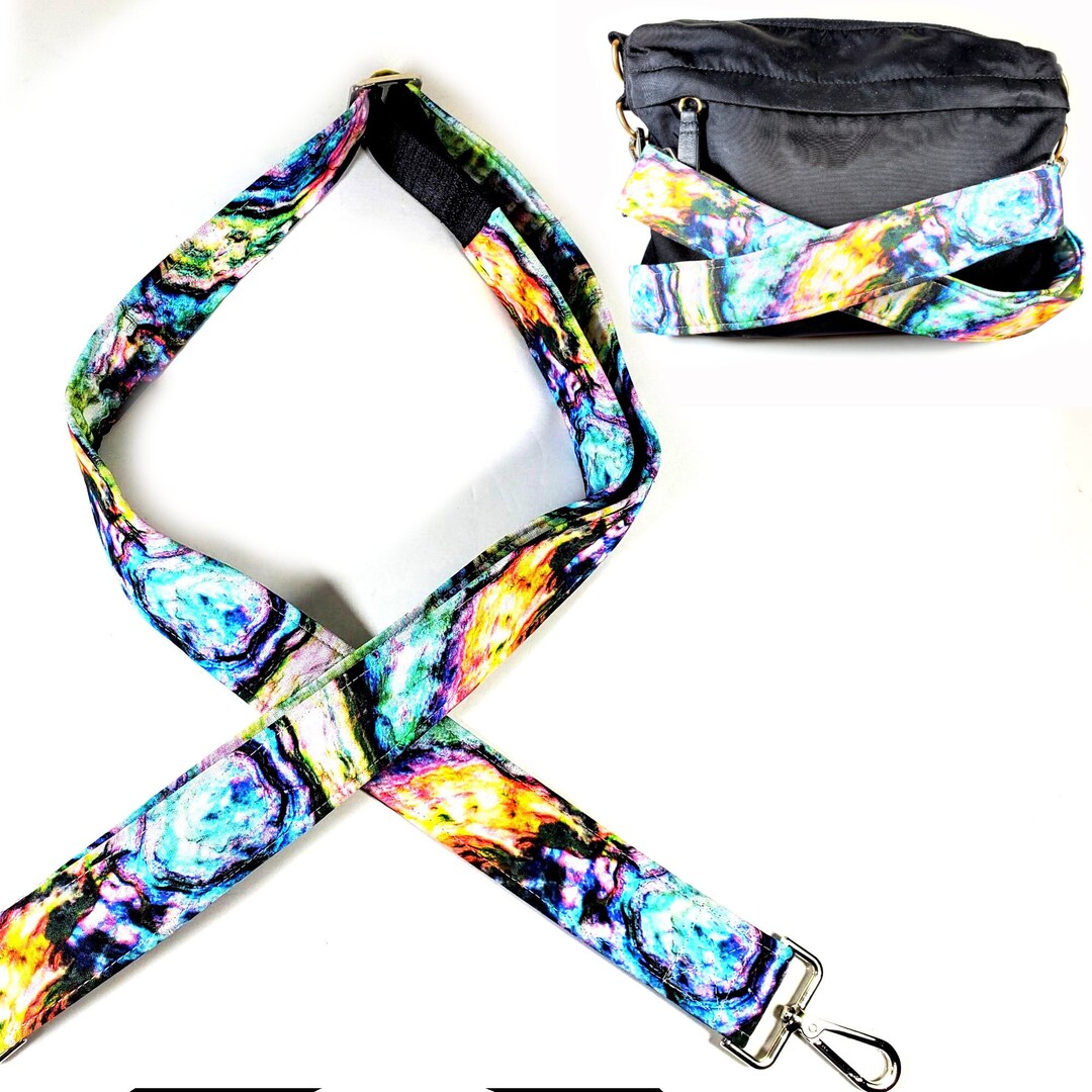 Rainbow Geode Guitar Style Bag Strap - Colorful Guitar Style Bag Strap ...