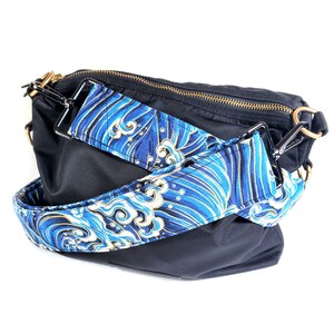 Cross Body Japanese Wave Guitar Style Bag Strap wave With Gold Guitar ...