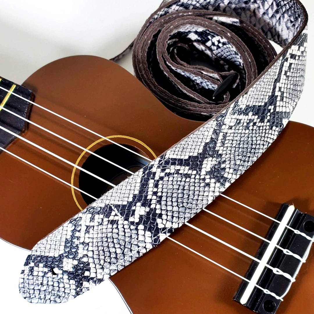 Handmade Premium Leather Ukulele Strap – Black White Snake Print - Etsy