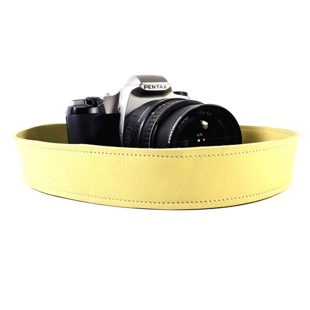 Light Yellow Premium Leather Camera Strap -pastel Yellow Camera Strap ...