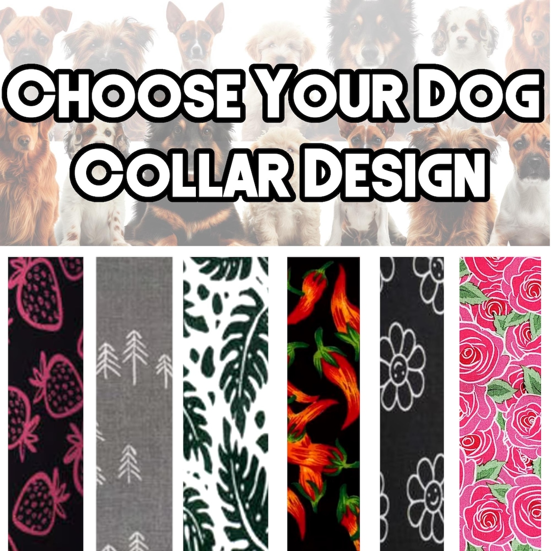 Choose Your Dog Collar Design Strawberry Gray Pine Fern Chili Smiley ...
