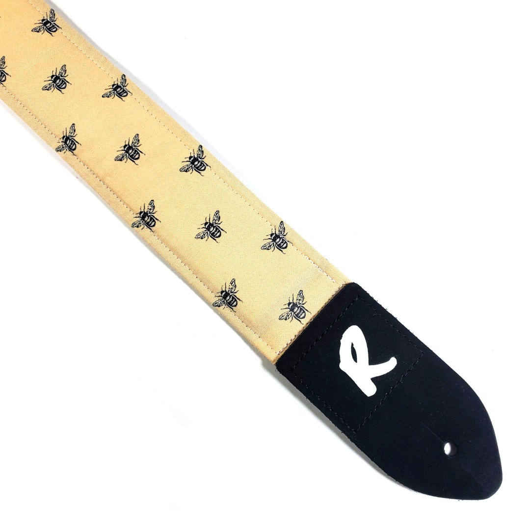 Honey Bee Guitar Strap - Bee Honey Pattern Guitar Strap - Bee Guitar ...