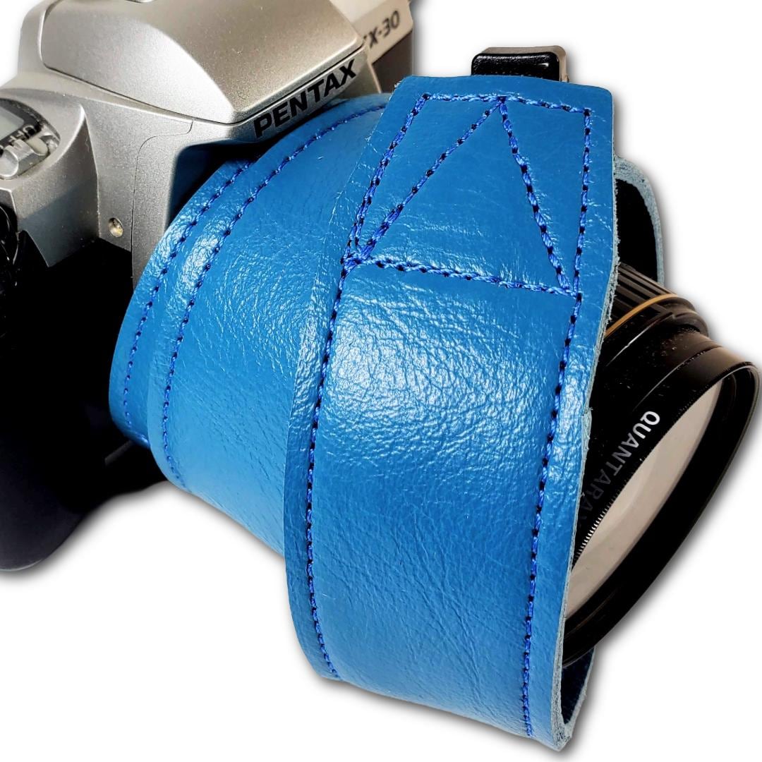 Blue Premium Leather Camera Strap - Cute Blue Camera Strap- Soft ...