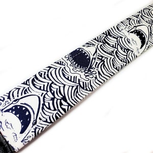 Shark Bite Camera Strap - Stylized Wave With Sharks Camera Strap ...