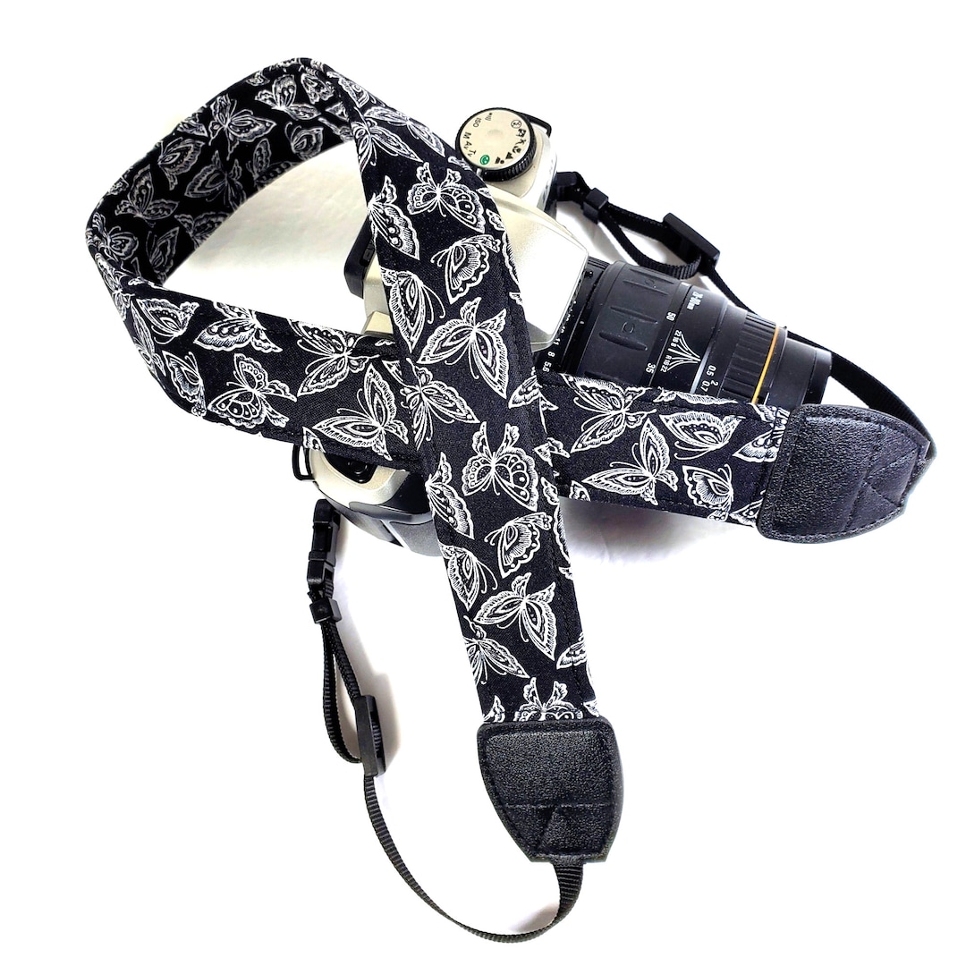Black and White Butterfly Camera Strap - Butterfly Black Camera Strap ...