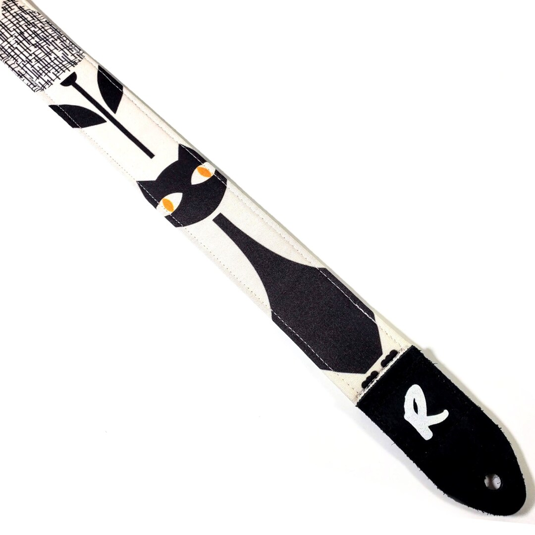 Cat Ukulele Strap - Mid Century Cat Ukulele Strap -handmade - Double ...