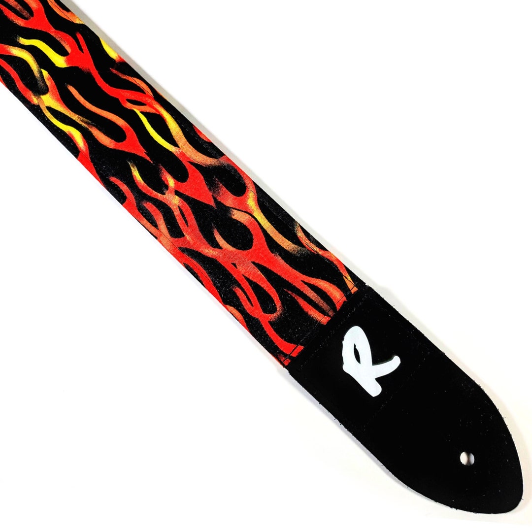 Hot Rod Fire Guitar Strap - Guitar Strap Flames - Orange Flames Guitar ...