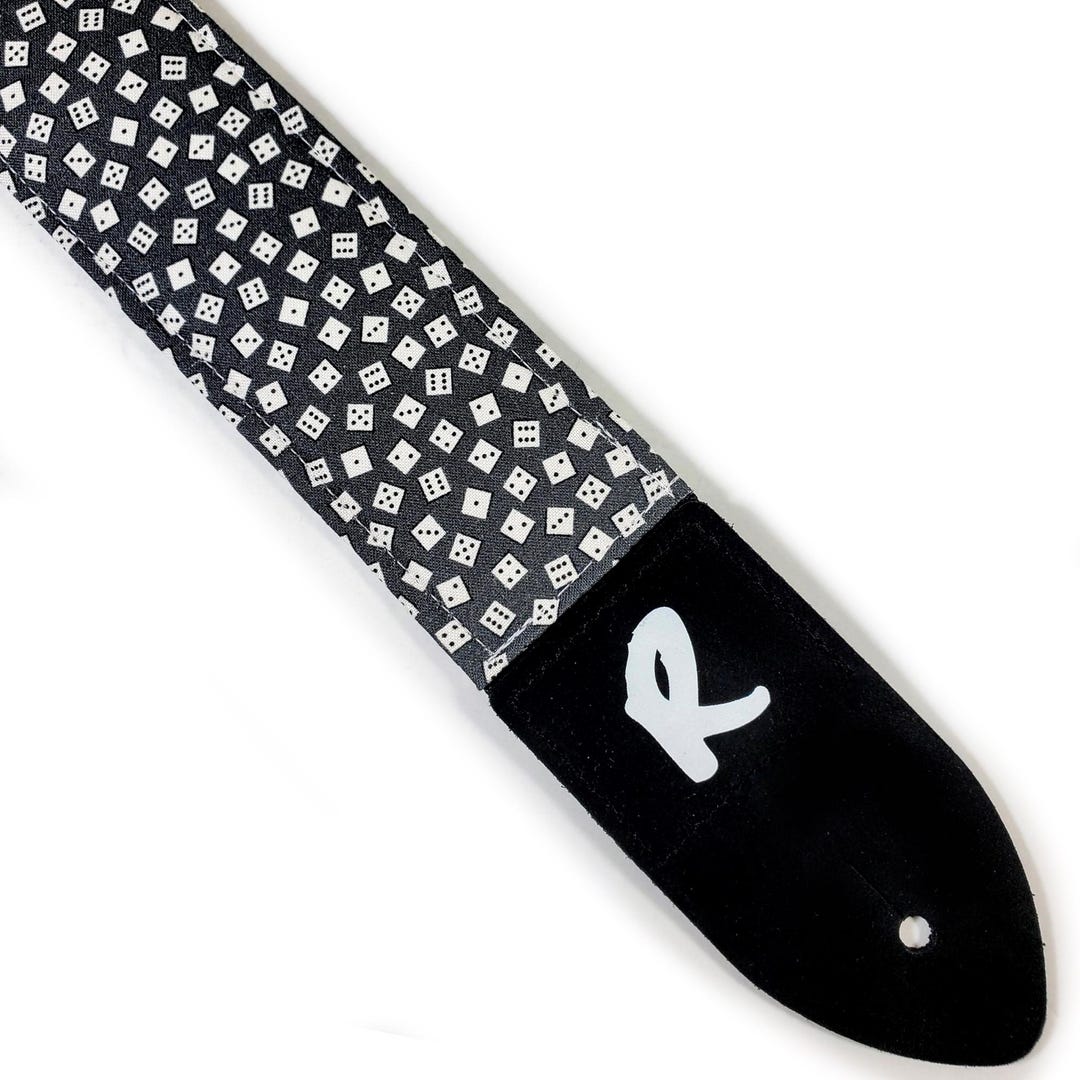 Black and White Die Guitar Strap - Poker Dice Guitar Strap- Gaming Dice ...