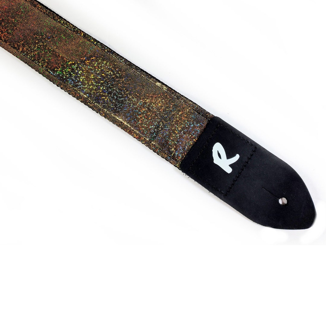 Gold Iridescent Sparkle Guitar Strap - Glam Rock Guitar Strap - Sparkly ...