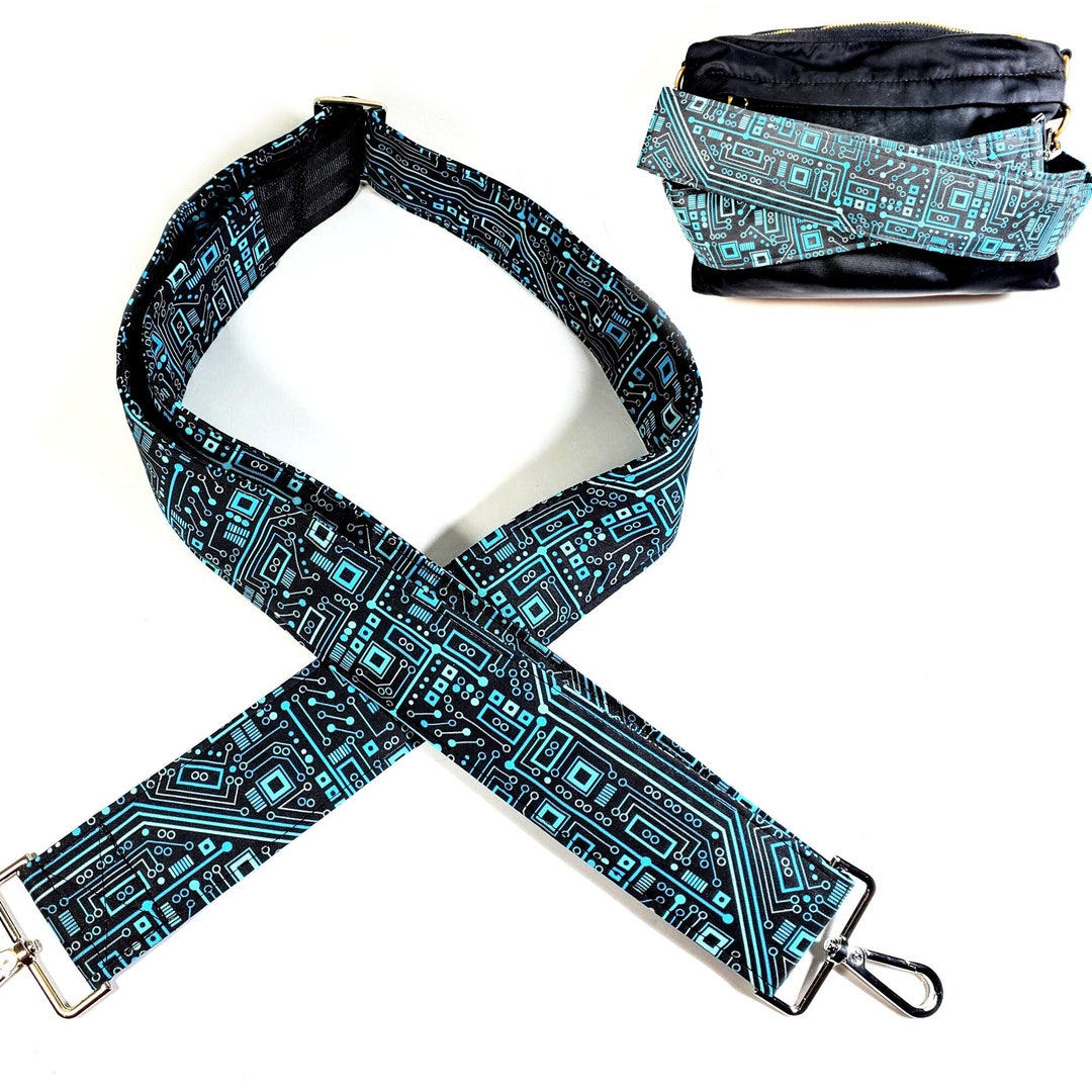 Blue Computer Guitar Style Bag Strap - Blue Circuit Motherboard Cross ...