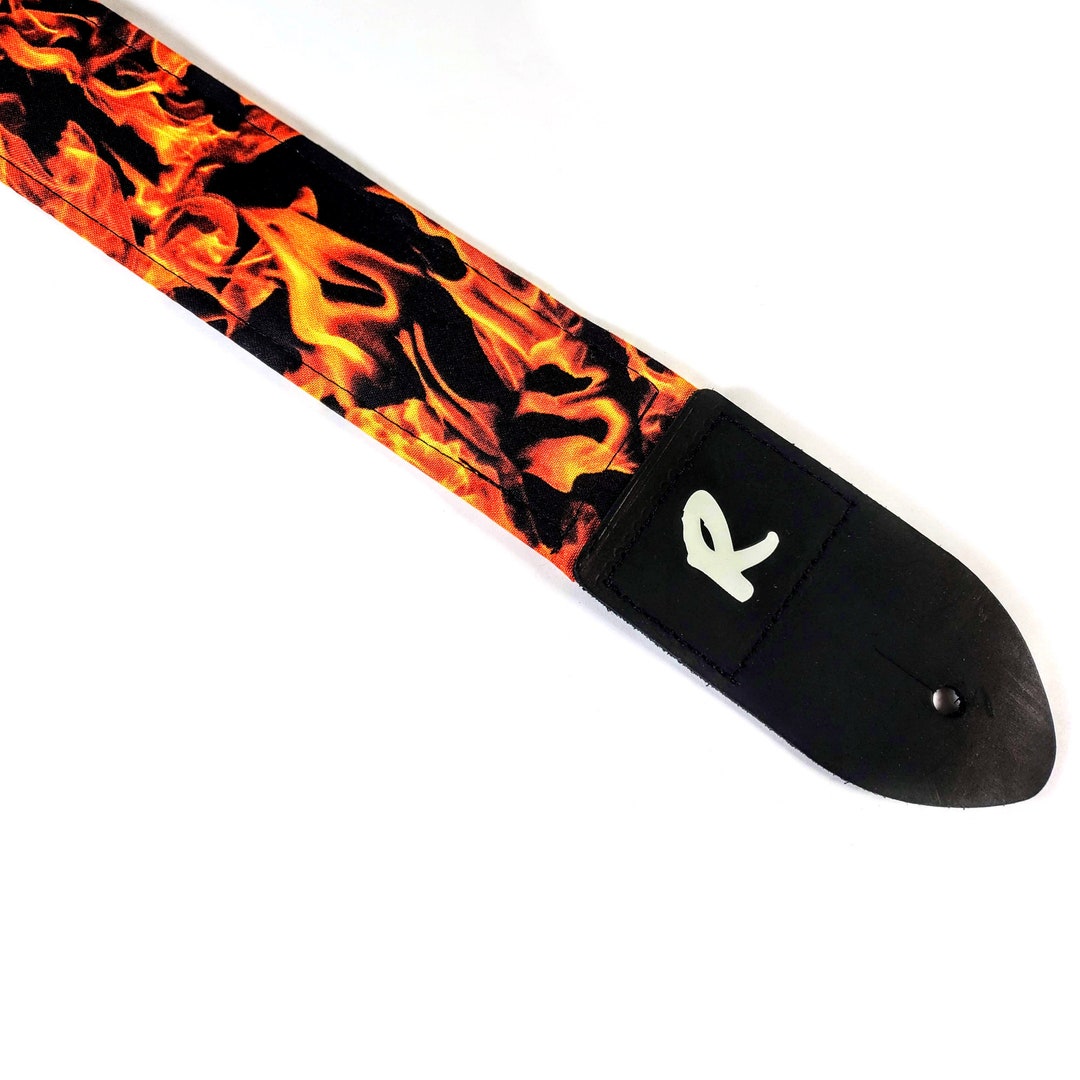 Realistic Fire Guitar Strap - Guitar Strap Flames - Orange Flames ...