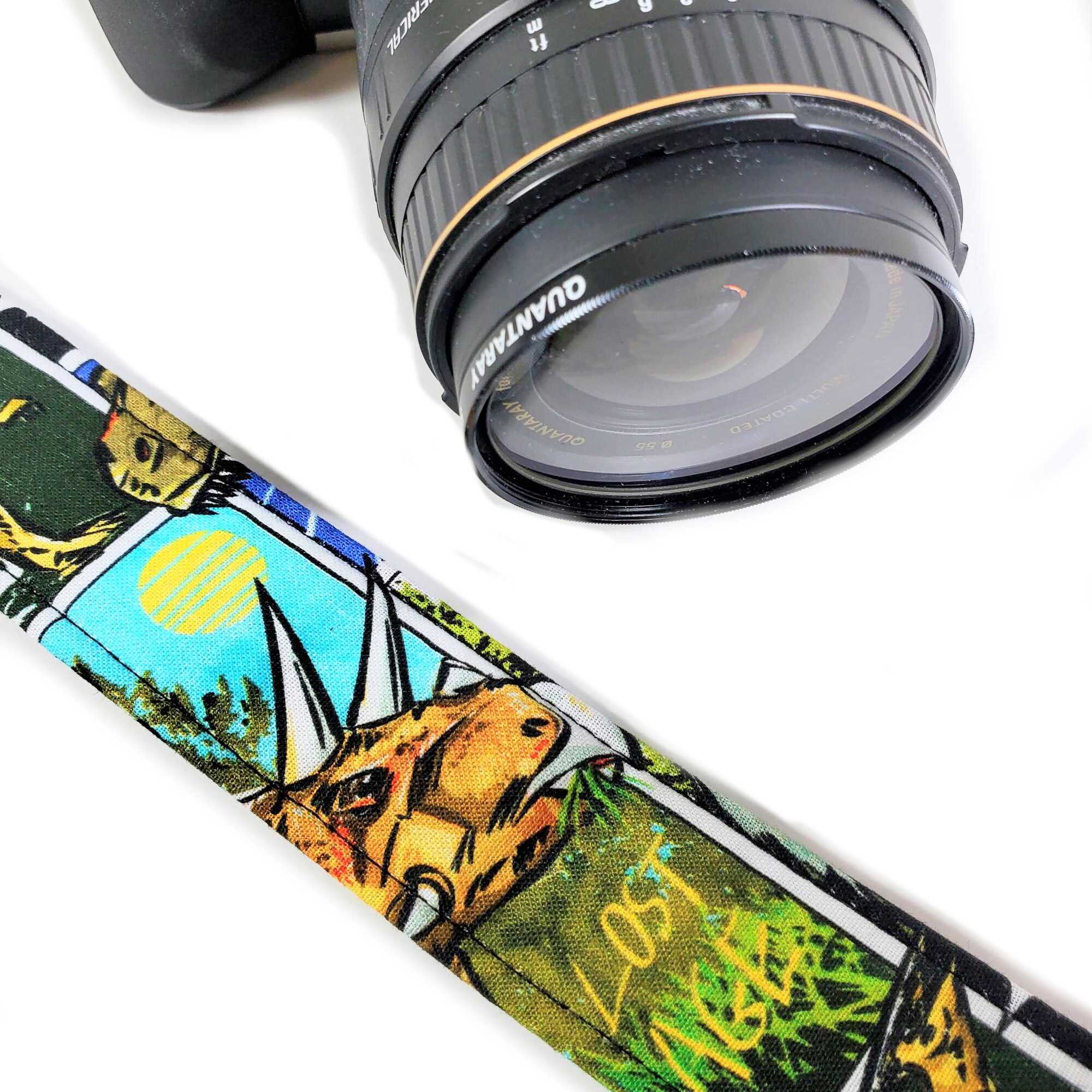 Dinosaur Camera Strap - Dinosaur Triceratops Camera Strap - Double ...