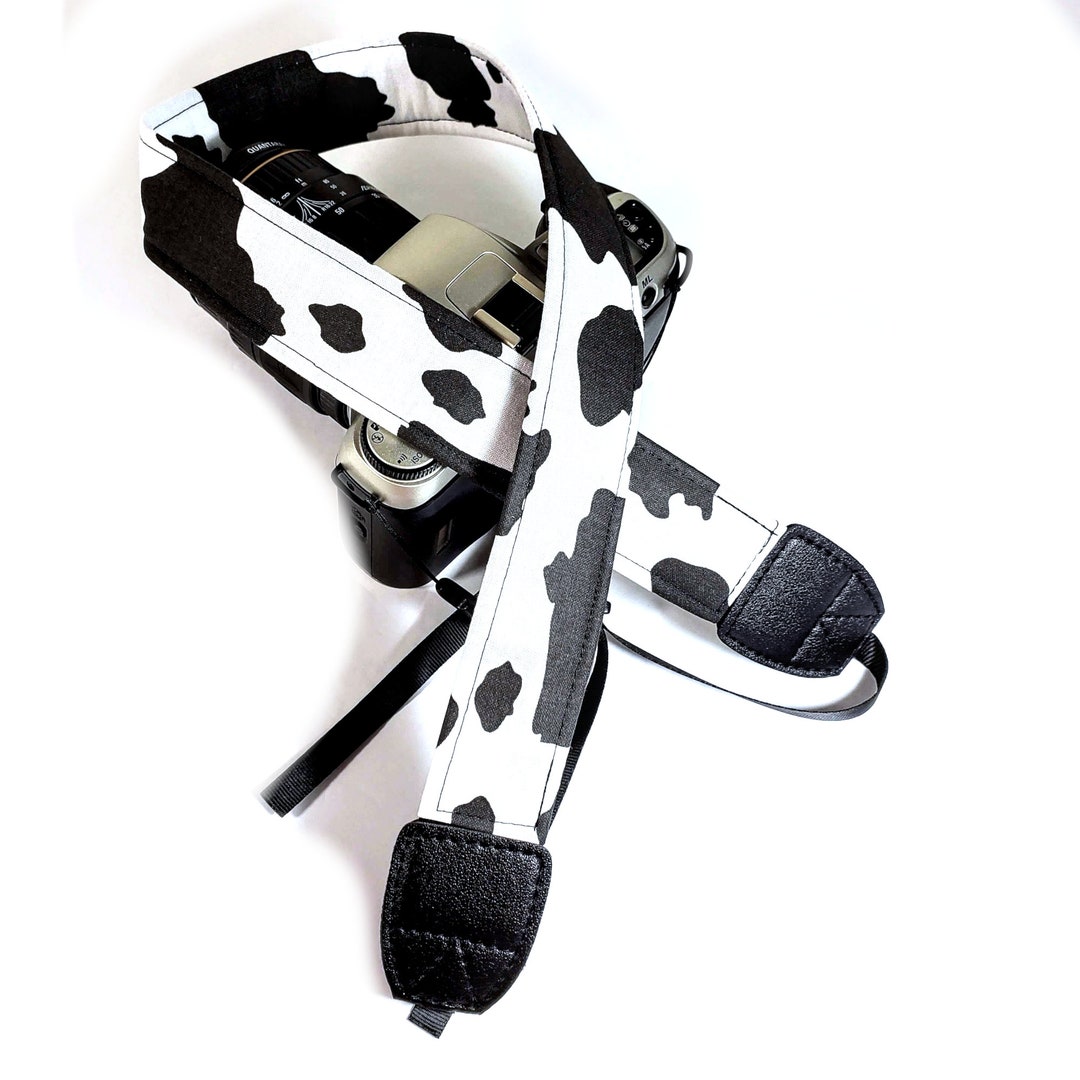 Cow Print Camera Strap - Black and White Cow Camera Strap - Double ...