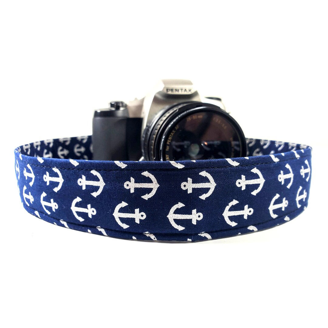 Anchors on Blue Camera Strap - Blue Nautical Camera Strap - Double ...