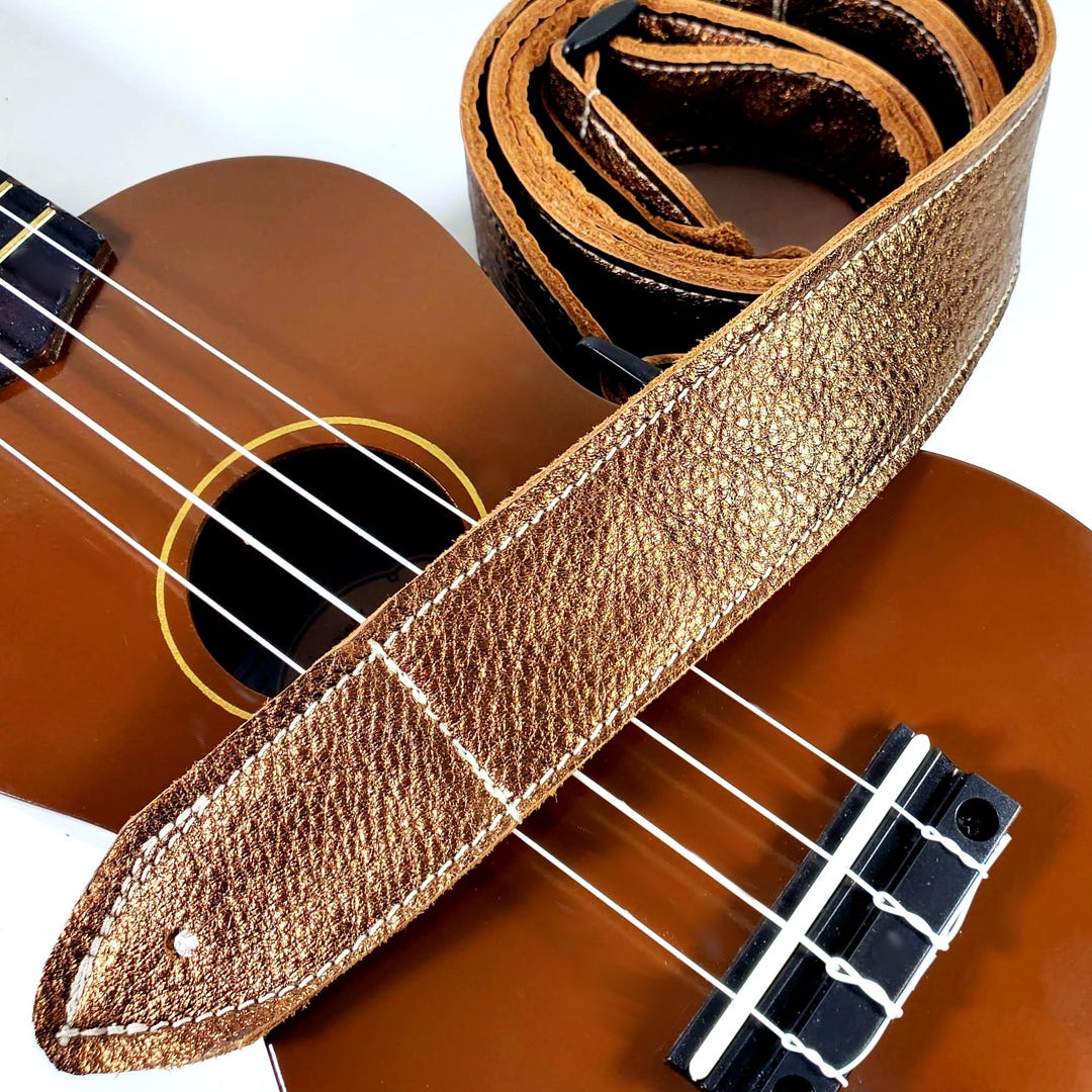 Bronze Premium Leather Ukulele Strap - Metallic Ukulele Strap -handmade ...