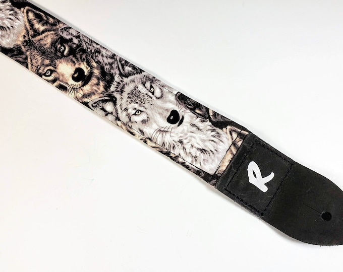 Wolf Guitar Strap-majestic Wolf Guitar Strap Loan Wolf Guitar Strap ...