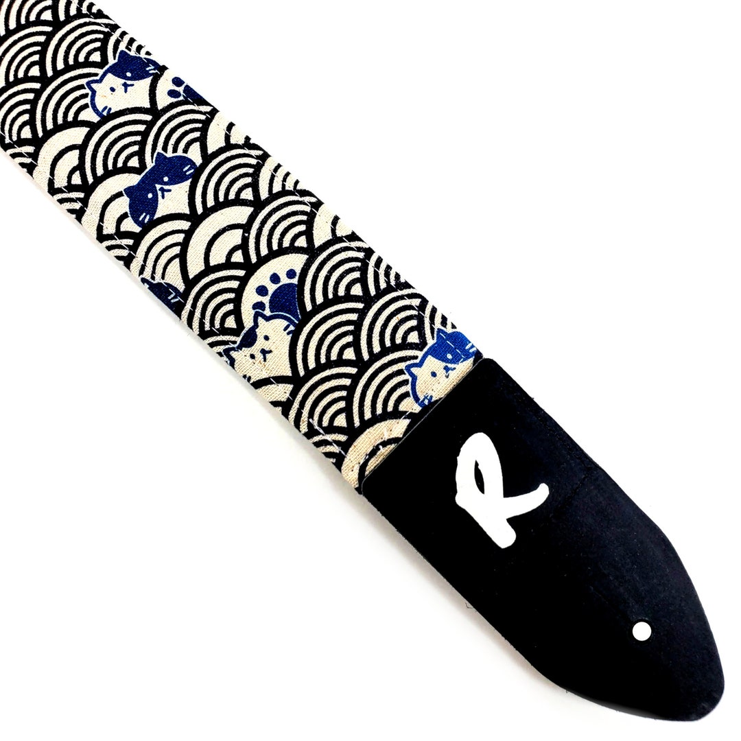 Japanese Wave With Cats and Paws Guitar Strap - Ocean Guitar Strap ...