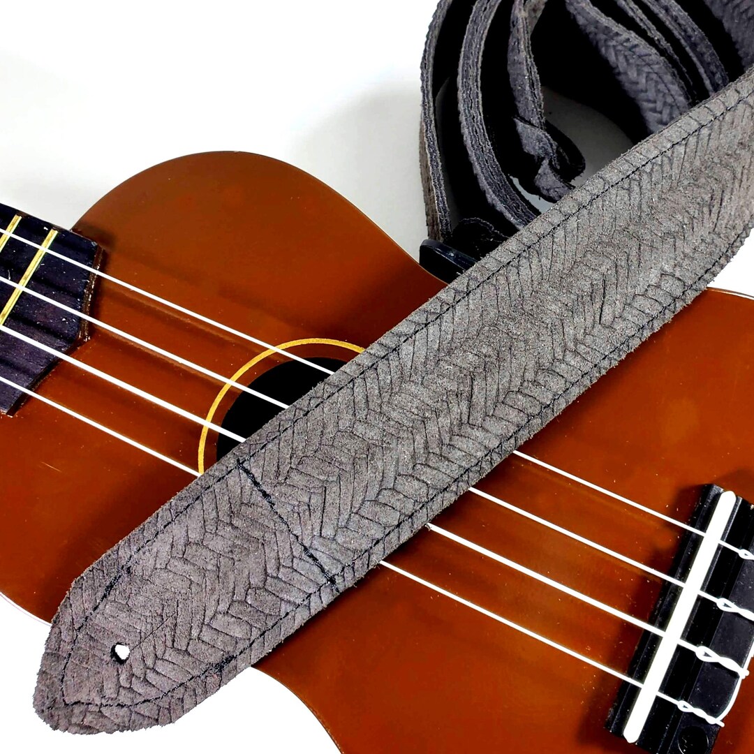 Gray Weave Premium Leather Ukulele Strap - Woven Leather Design Ukulele ...