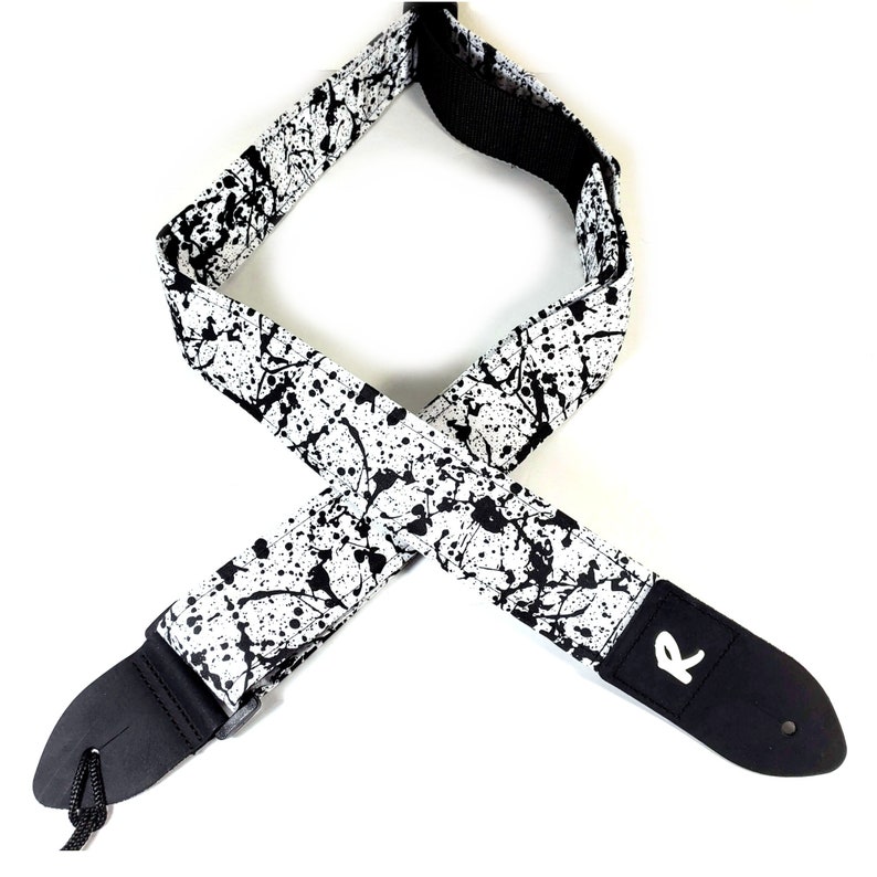 Paint Splatter and Drip Guitar Strap-black and White-double - Etsy