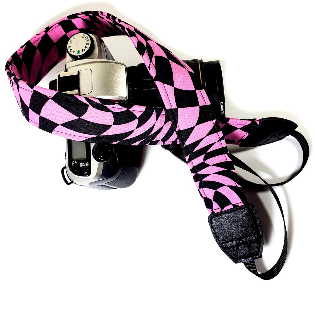 Pink Diamond Swirl Camera Strap - Pink Black Camera Strap - Double ...