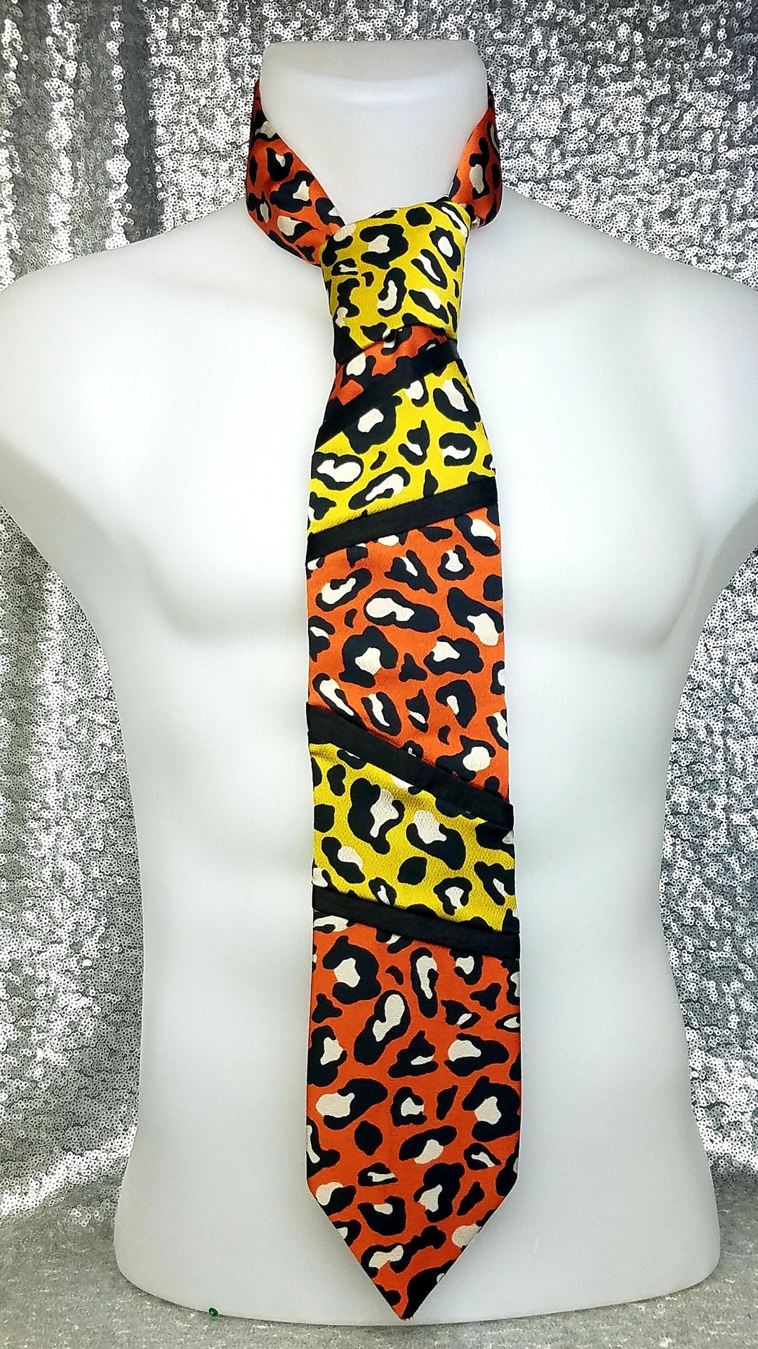 Ferdinand in Mustard and Rush Pebble Animal Print With Black Satin Trim ...