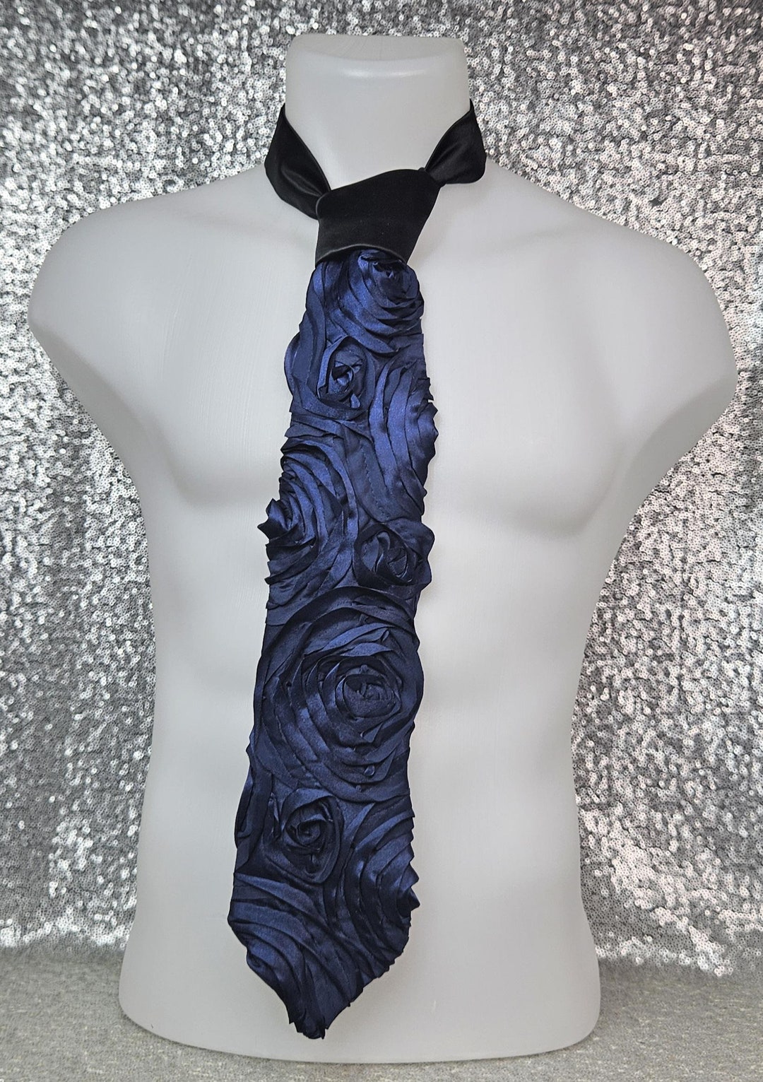 Quinn in Navy Satin Rosette - Sir Montie Designer Necktie Signature ...