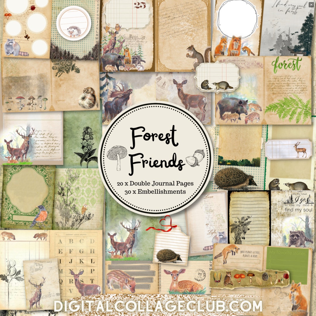 Forest Friends Digital Junk Journal Kit Scrapbook Scrapbooking Supplies ...