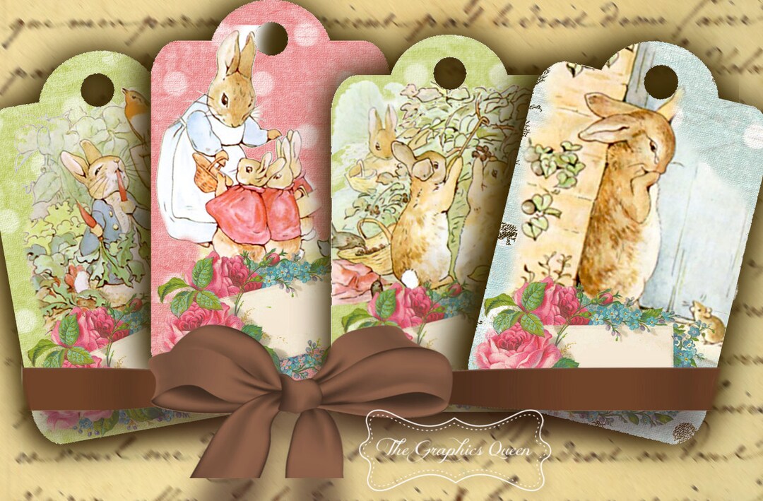 Peter Rabbit Hang/gift Tags/labels Beatrix Potter Bunny Cards Digital ...