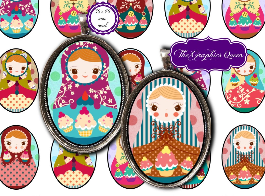 Russian Nesting Dolls Digital Matryoshka Images 30 X 40 Mm - Etsy