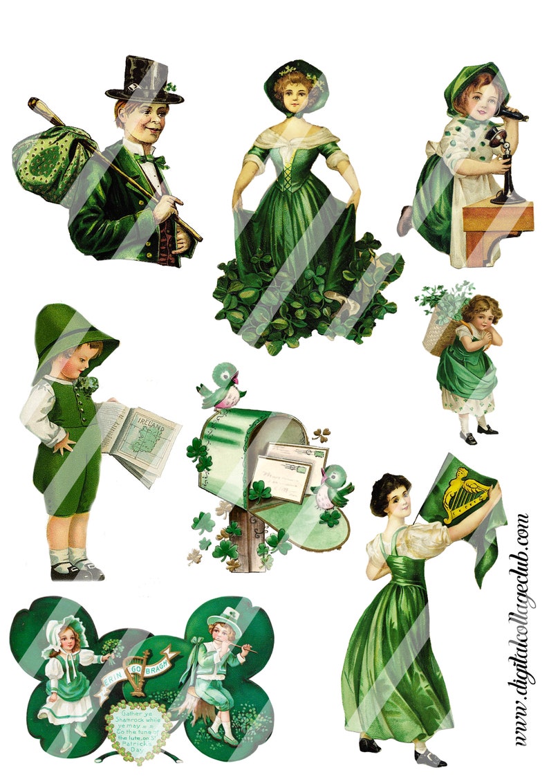Vintage Retro St Patrick's Day Clip Art Clipart | Etsy