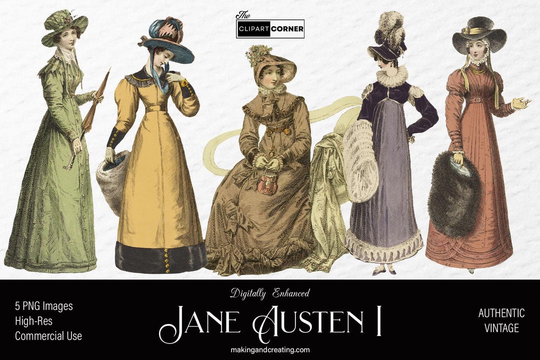 Vintage Jane Austen Clip Art Transparent Background Antique Old Digital ...