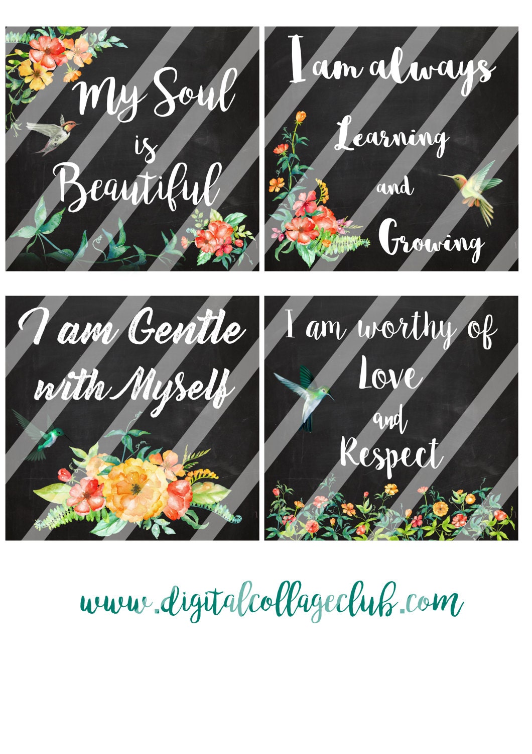 Positive Affirmations for Women Digital Collage Sheet Images | Etsy