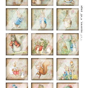Shabby Chic Peter Rabbit Party Easter Digital Collage 1 Inch Square ...