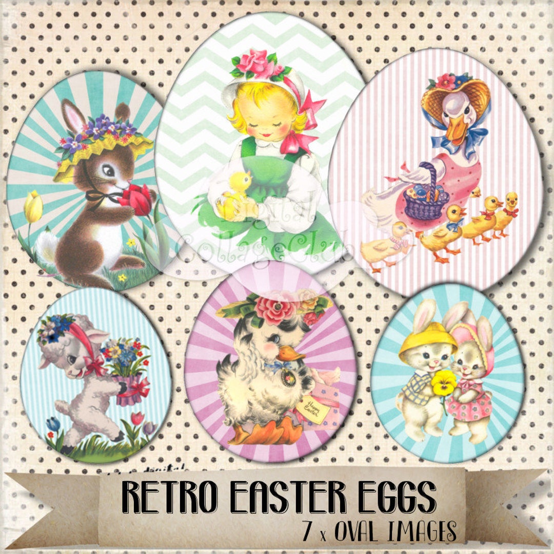 Retro Vintage Easter Eggs Digital Images for Scrapbooking Card Making ...