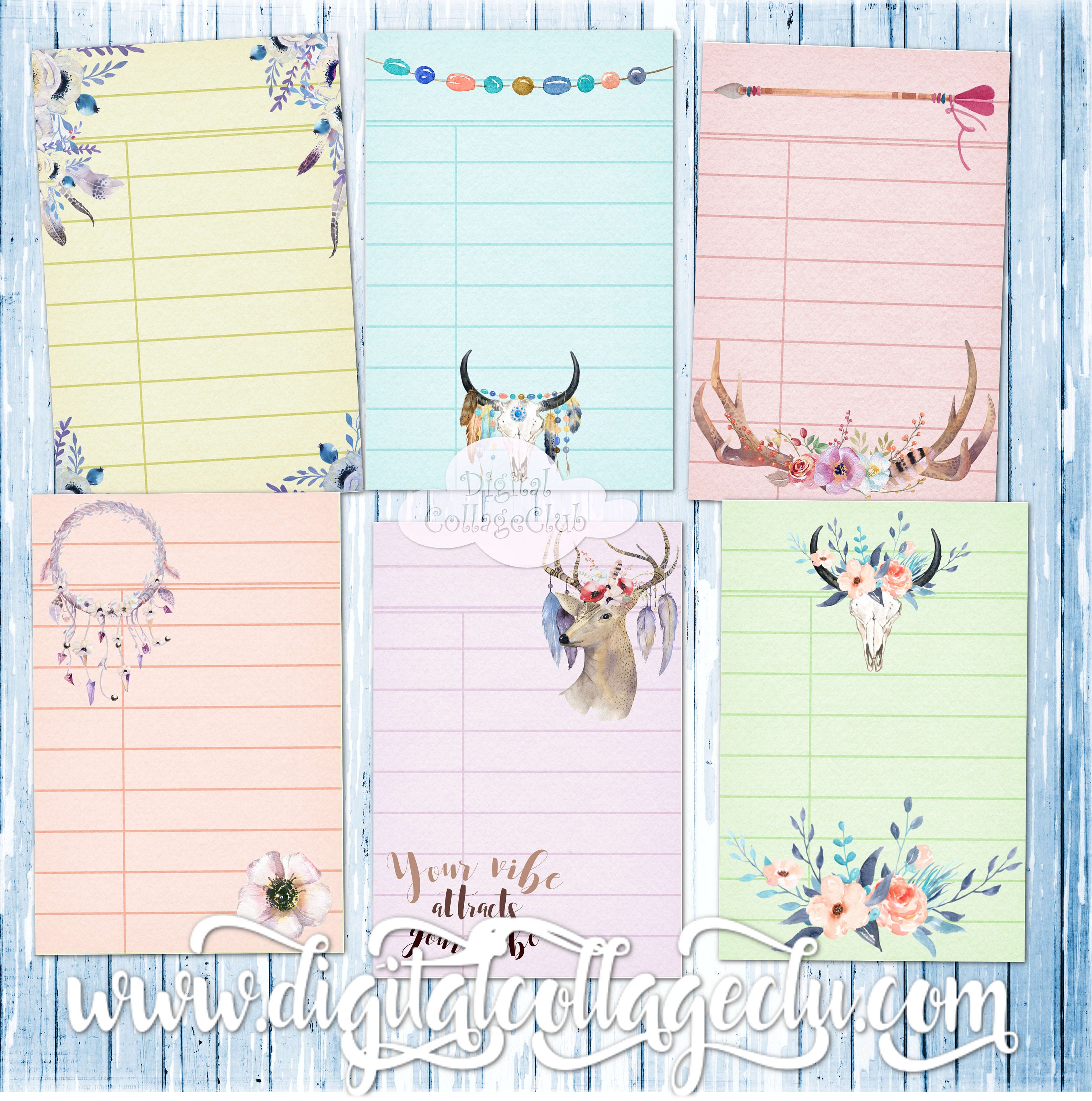Boho Vibes Digital Collage Sheet Images for Scrapbooking - Etsy UK