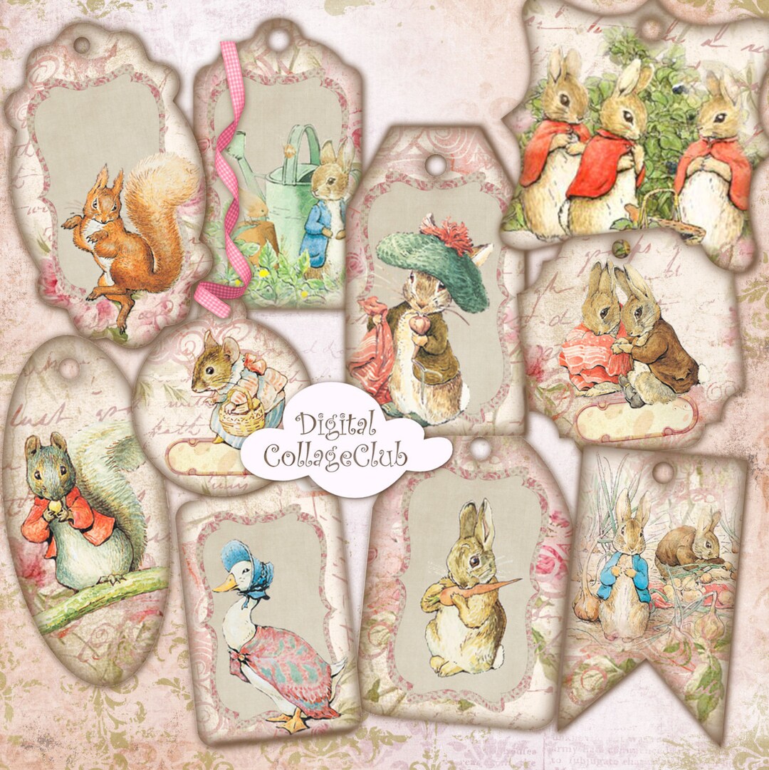 Peter Rabbit Party Tags Digital Collage Sheet Digital Easter Images for ...