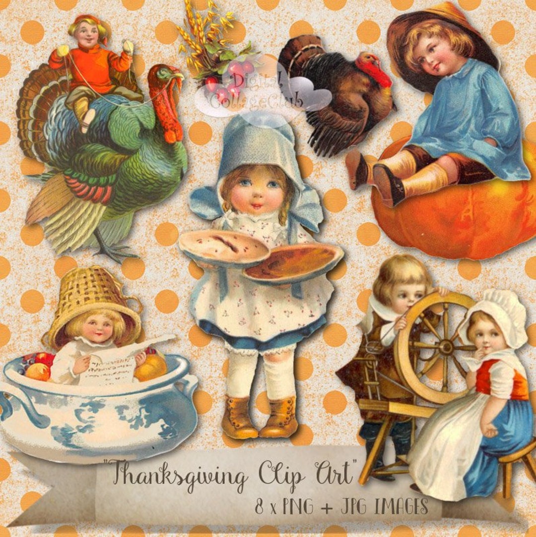 Vintage Thanksgiving Clip Art Clipart Digital Images for Scrapbook ...