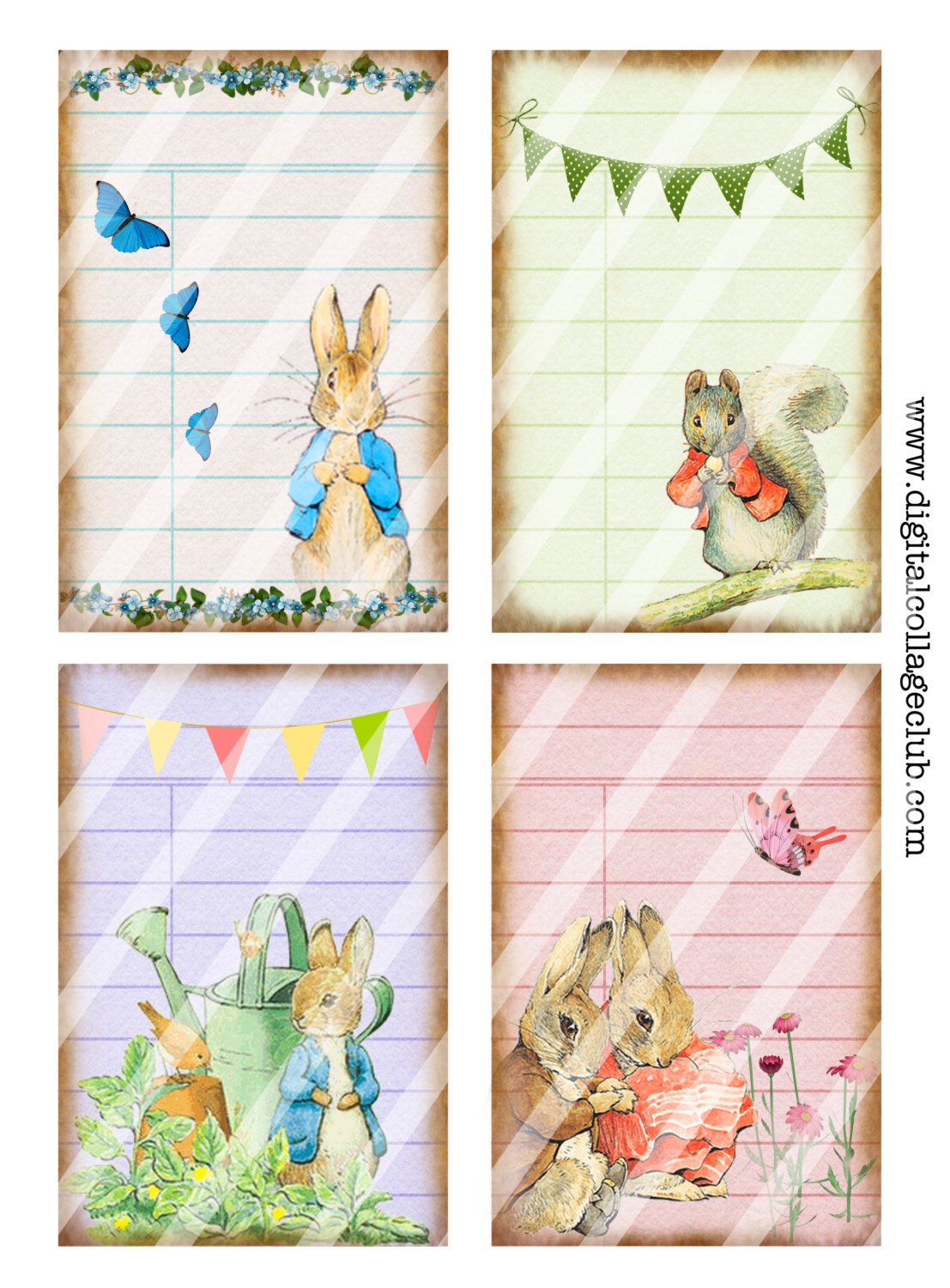 Peter Rabbit and Friends Digital Collage Sheet Library Cards - Etsy
