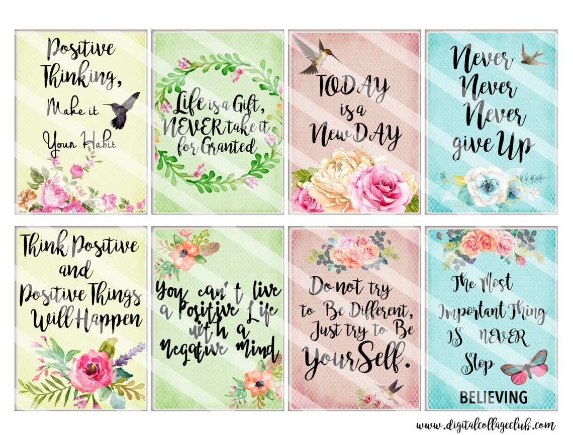 Positive Affirmations Quotes Digital Collage Sheet Digital | Etsy